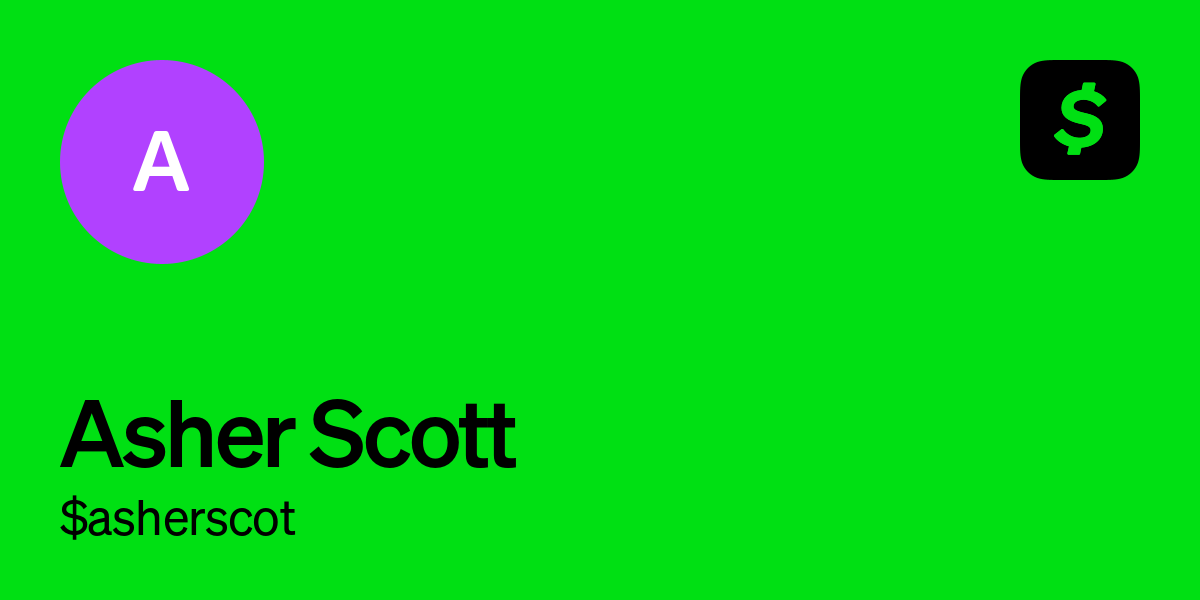 Pay Asherscot On Cash App
